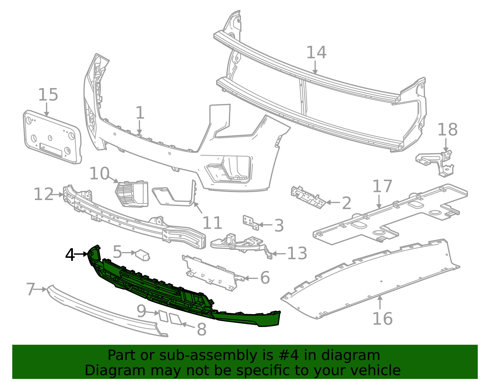 2021-2024 GMC Black Front Bumper Lower Fascia 84861004 GM ...