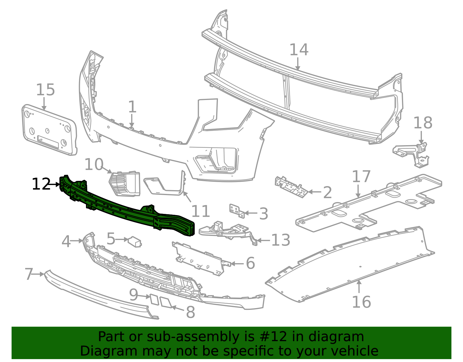 85652552 - Front Impact Bar 2021-2024 GM | Chevrolet Parts Direct