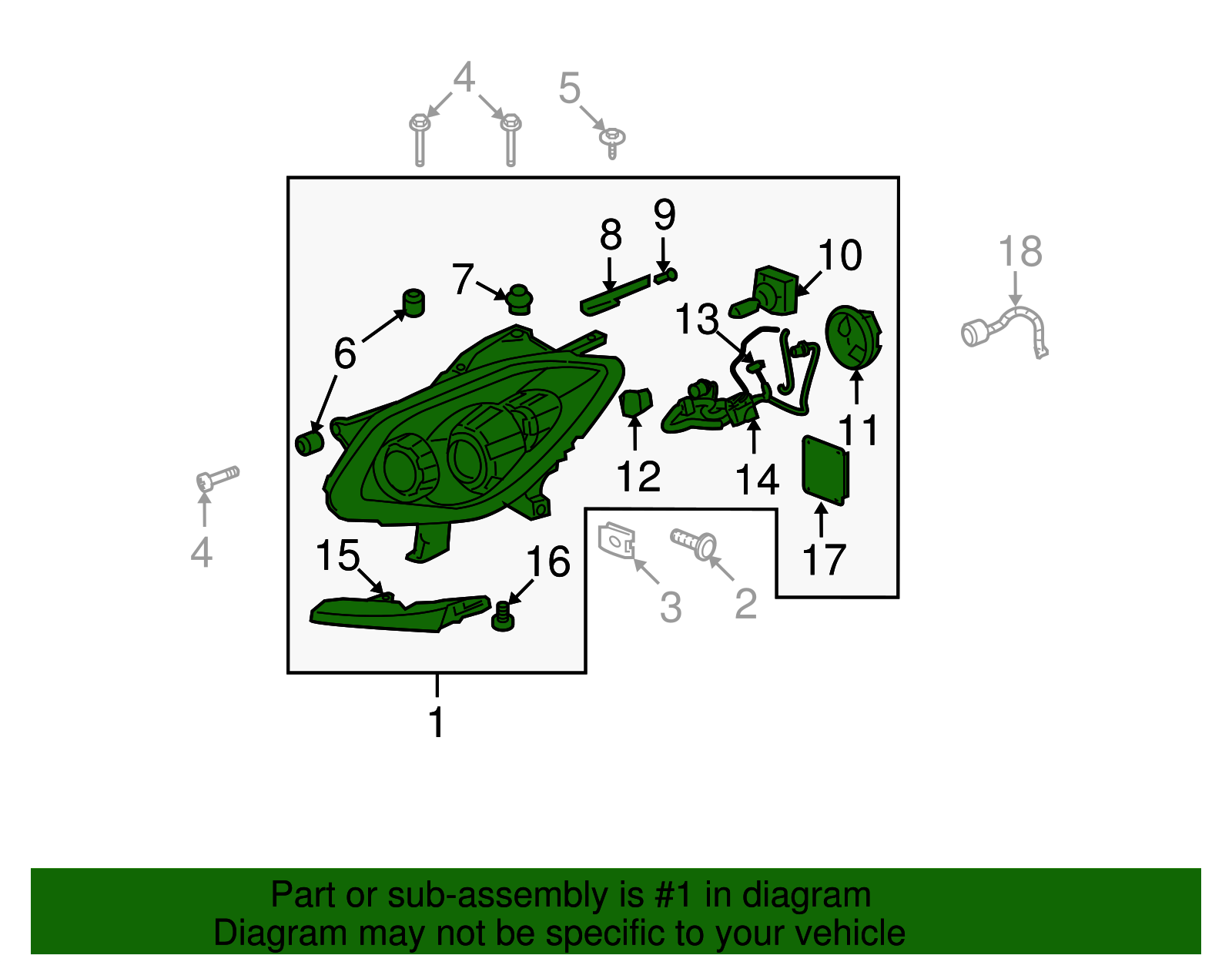 2008-2012 Buick Enclave Driver Side Headlamp Kit 19370998 GM ...