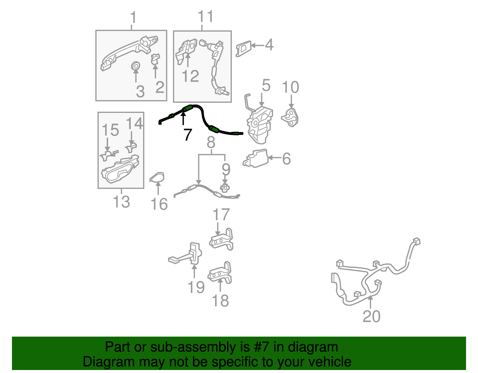 2006-2011 Honda Civic Door Latch Cable 72131-SVA-A01 | Honda AutoNation ...