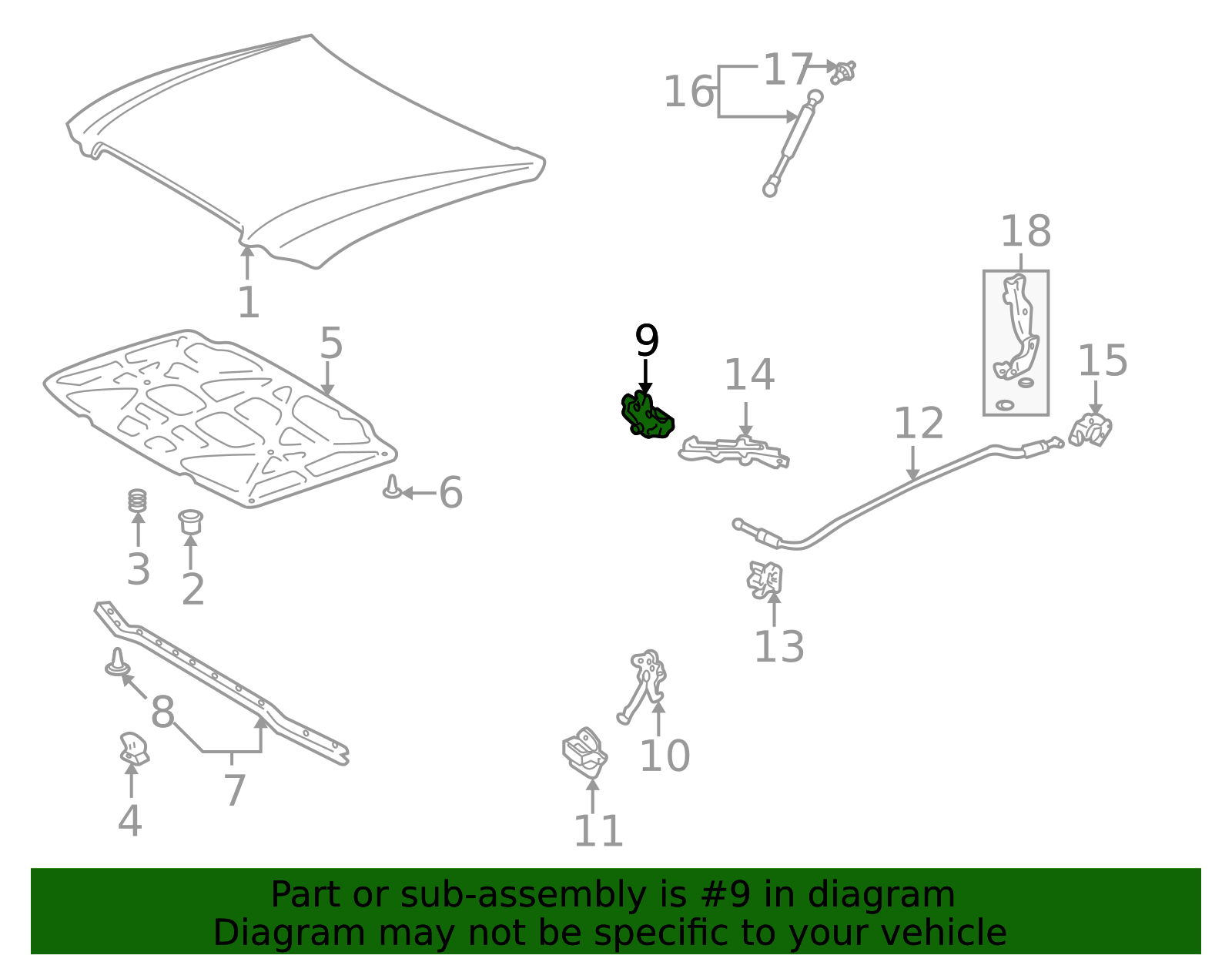 53510-60130 - High-Quality Hood Lock for 1998-2007 Lexus LX470 ...