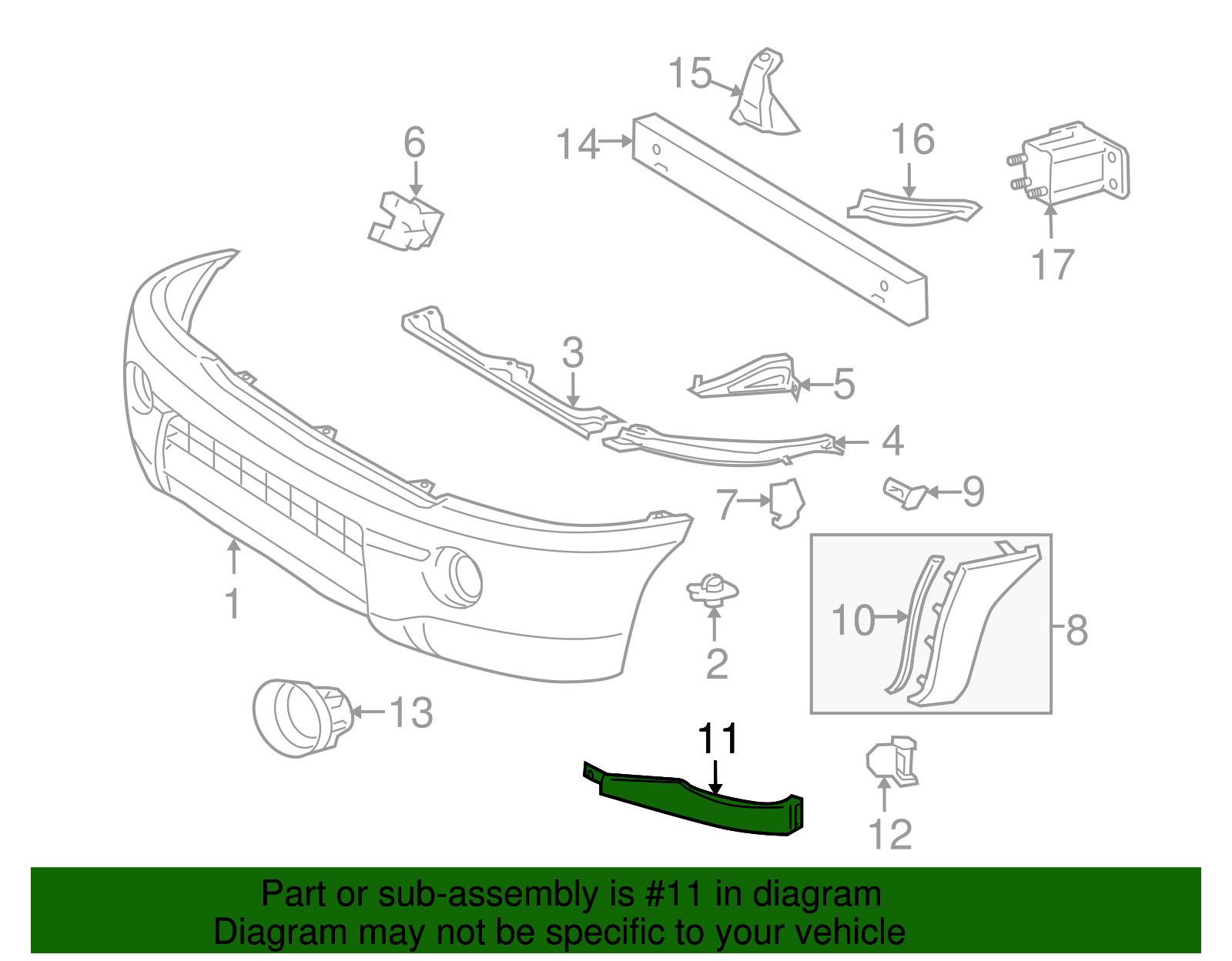 52512-04901 - Toyota Bumper Filler 2005-2011 Toyota Tacoma ...