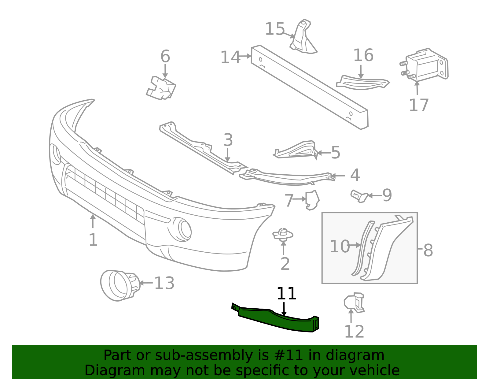 52513-04901 - Bumper Filler 2005-2011 Toyota Tacoma | Toyota San Diego ...