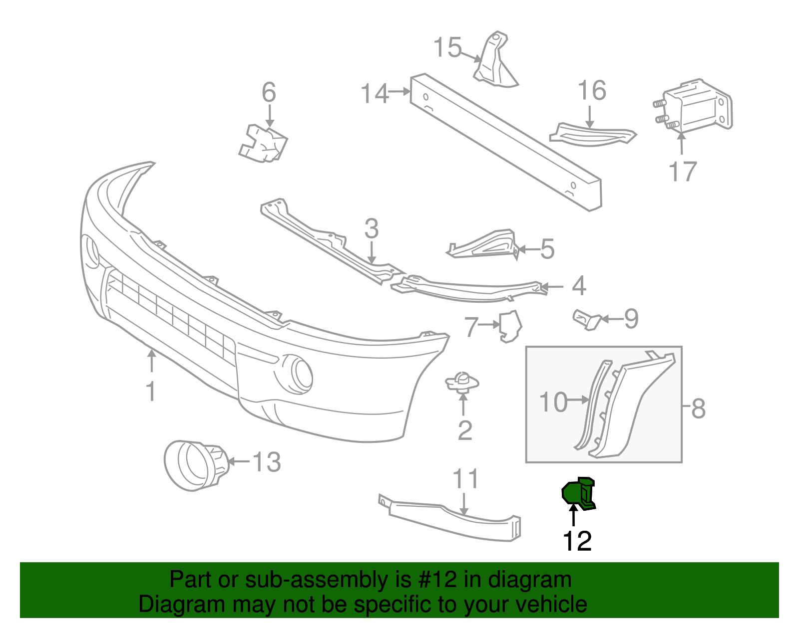 2005-2015 Toyota Tacoma Bumper Cover Spacer Panel Clip (Front ...
