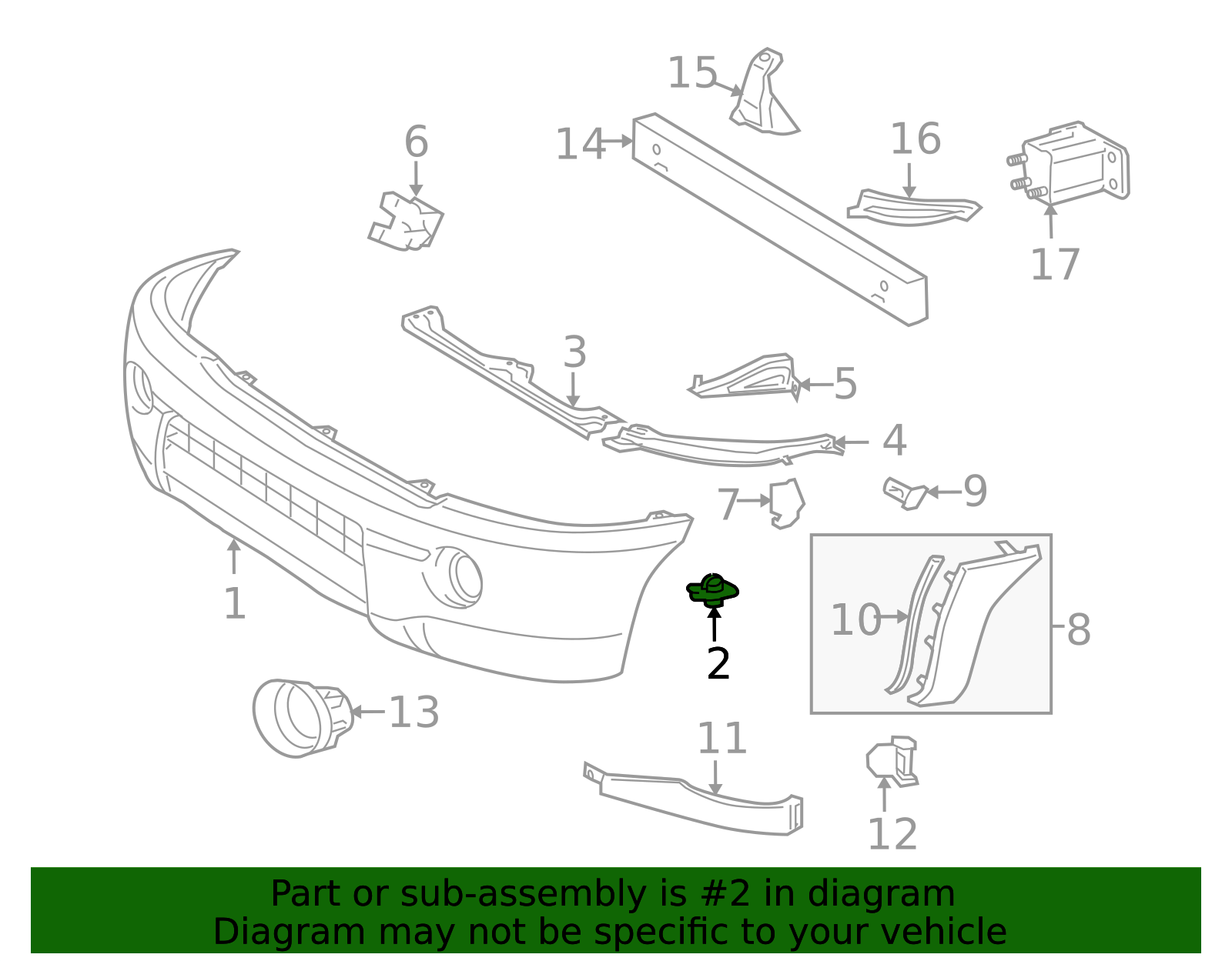 52535-0E010 - Bumper Cover Retainer - 2001-2015 Toyota | Nucar Toyota ...