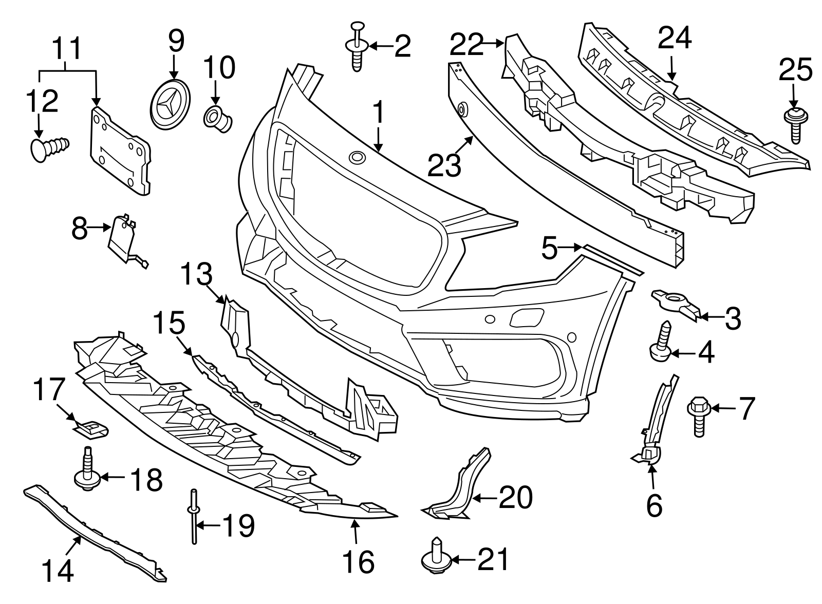 156-880-92-01-9999 - Exchange Trim, Bumper Mercedes-Benz USA Parts