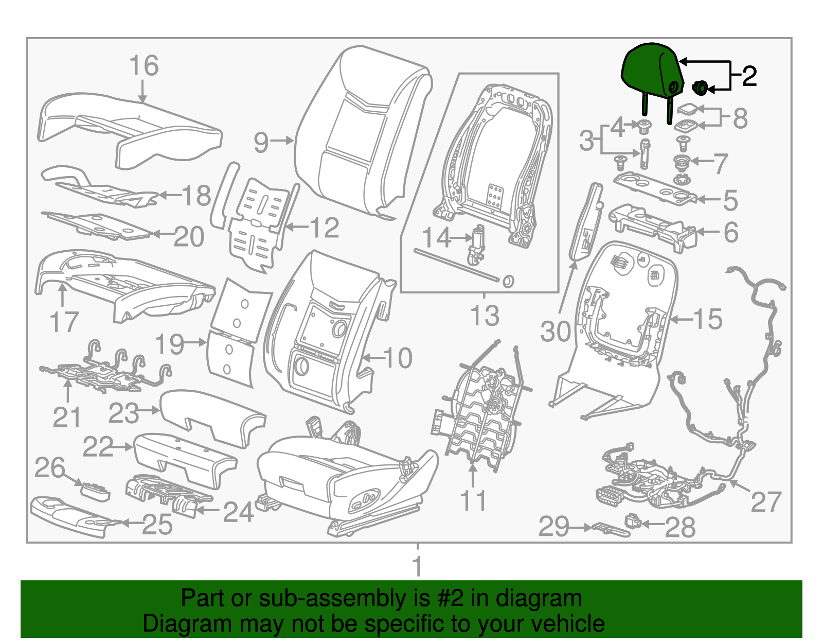 2013-2017 Cadillac XTS Medium Titanium Front Head Restraint 23169749 ...