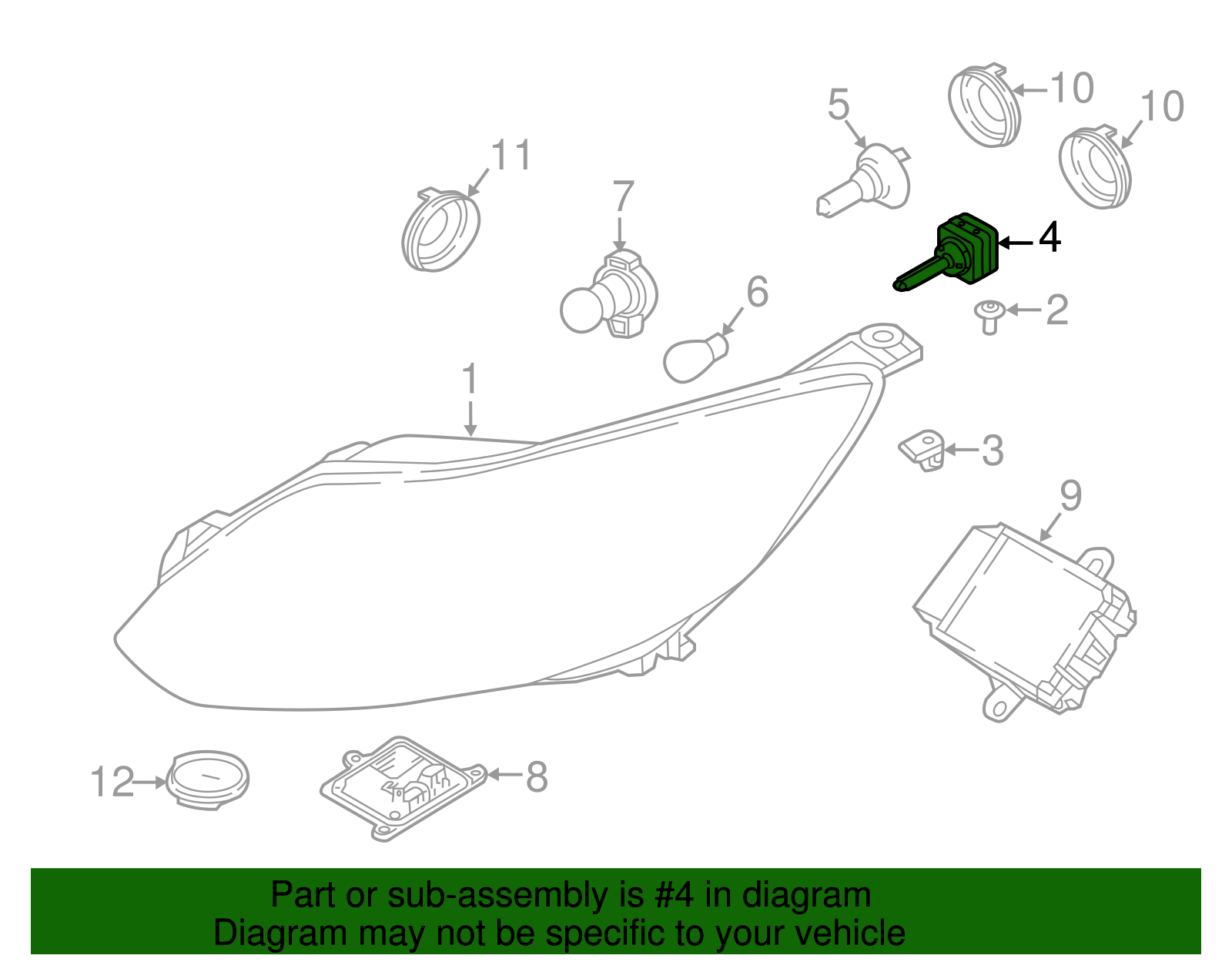 2012-2018 Ford Focus | Low Beam Bulb | CM5Z-13N021-A | Walls' Ford Parts