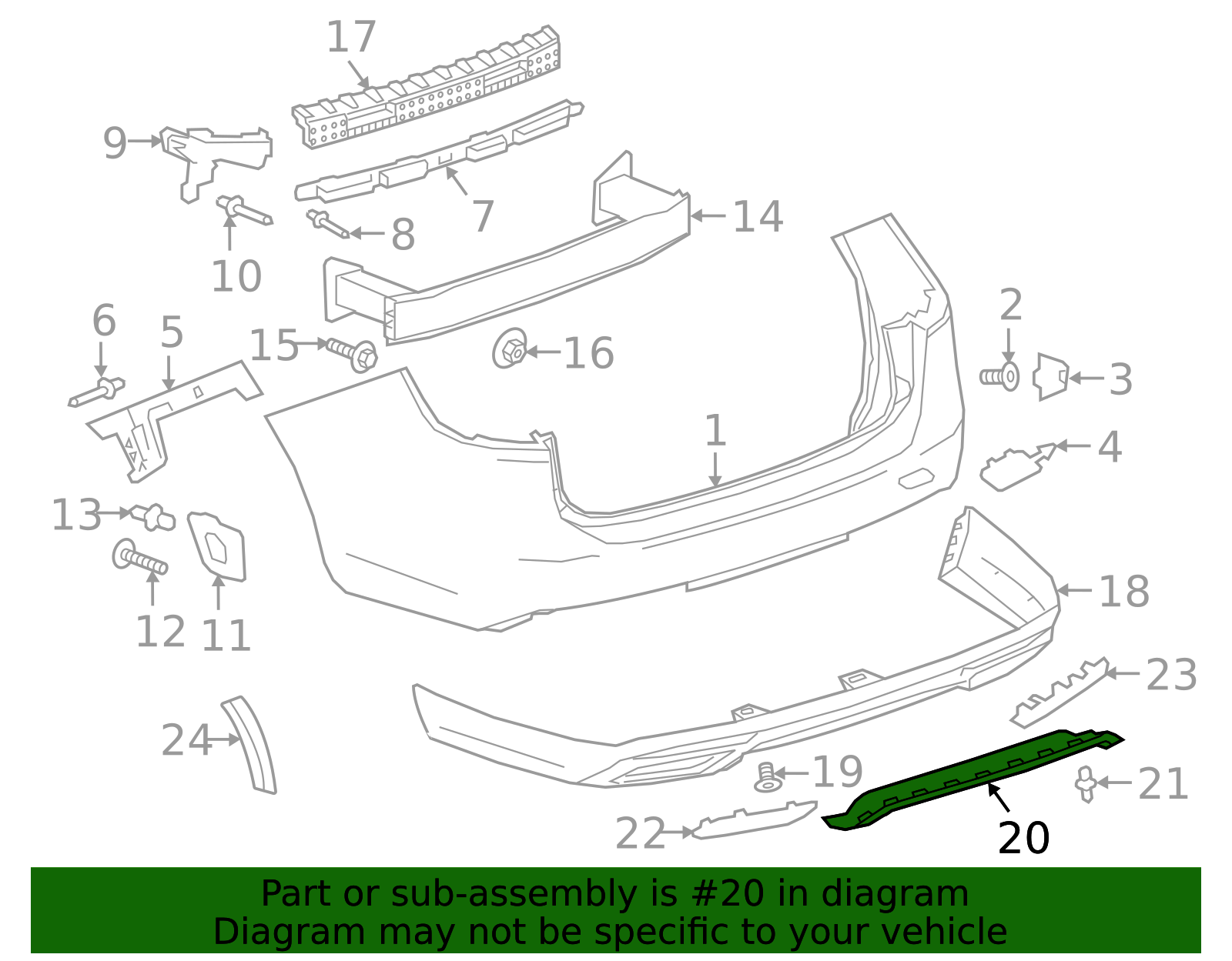 2018-2020 Buick Regal TourX Rear Bumper Fascia Lower Molding 39162717 ...