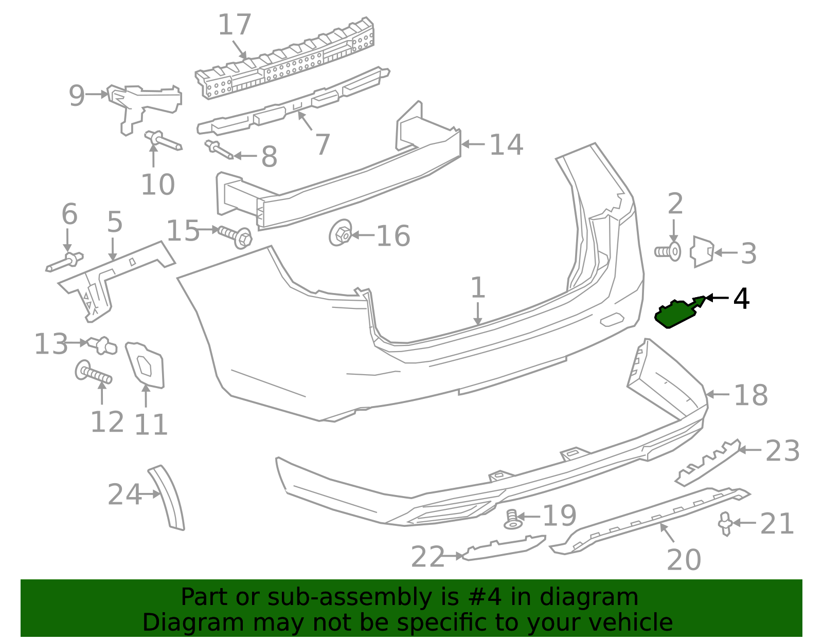 2018-2020 Buick Regal TourX Rear Bumper Fascia Tow Eye Access Hole ...