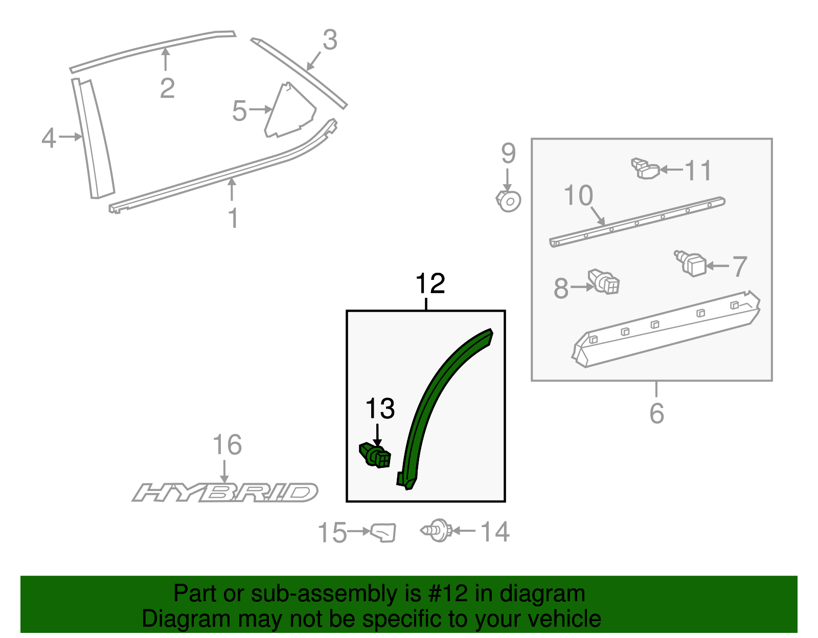 75078-0E030 - Wheel Opening Molding - 2016-2021 Lexus | My L Parts