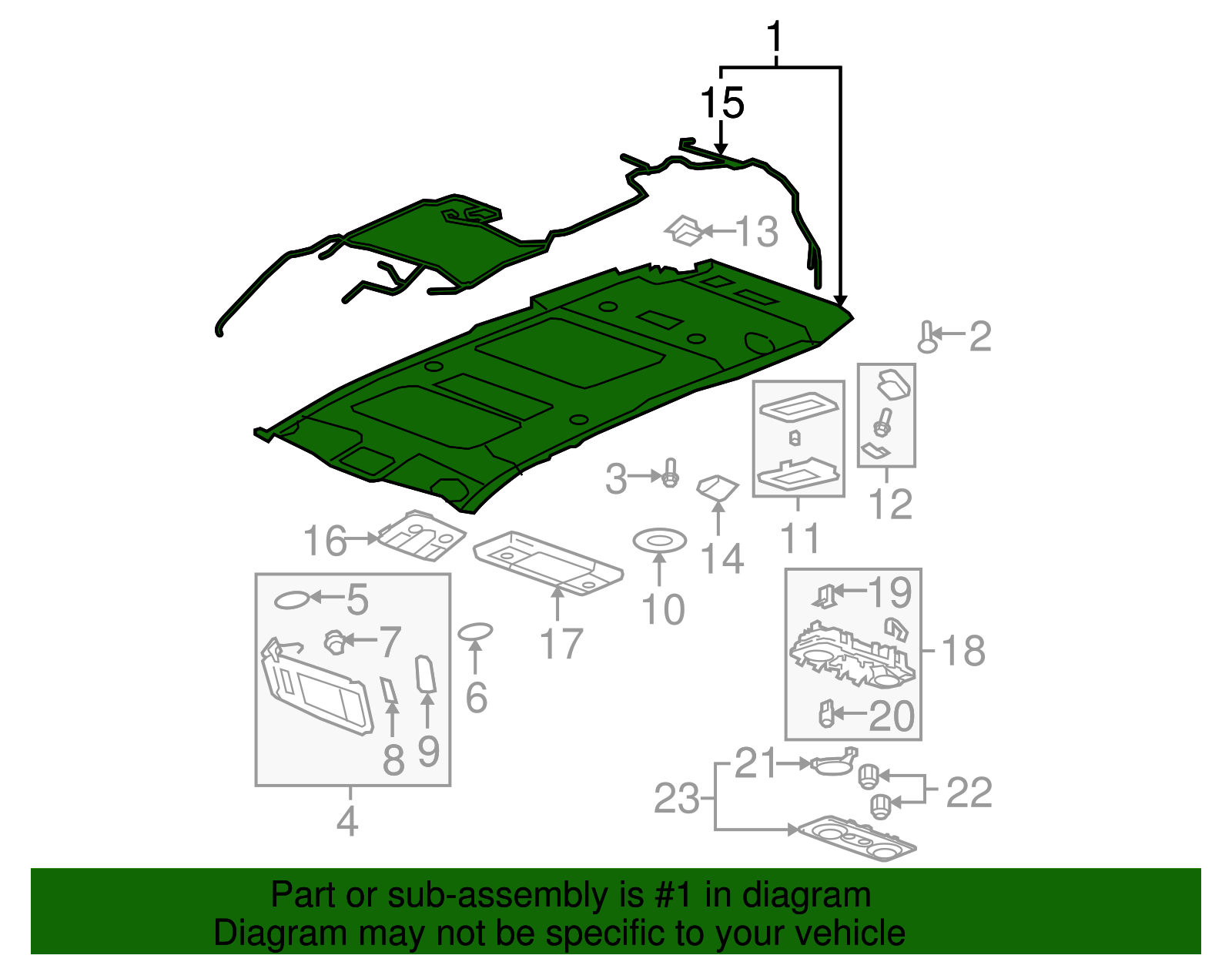 OEM GM Light Titanium Headliner For 2017 GMC Acadia Limited - Part No ...