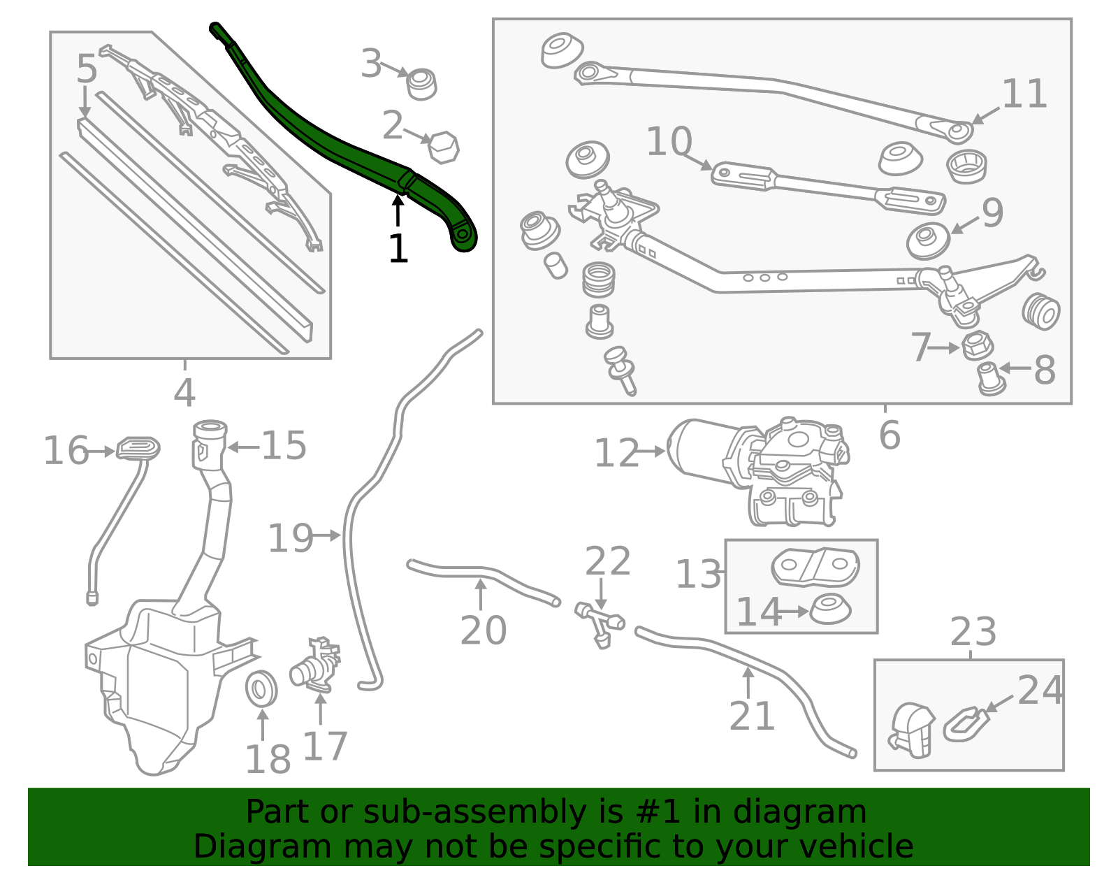 2014-2017 Honda Odyssey Wiper Arm 76600-TK8-A11 | Honda Factory Parts