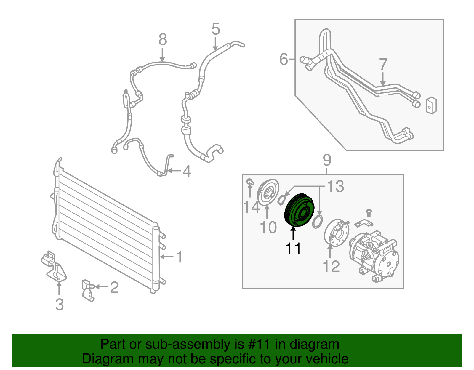 97643-4D300 - A/C Compressor Clutch Pulley - 2010-2012 2014 Kia Sedona ...
