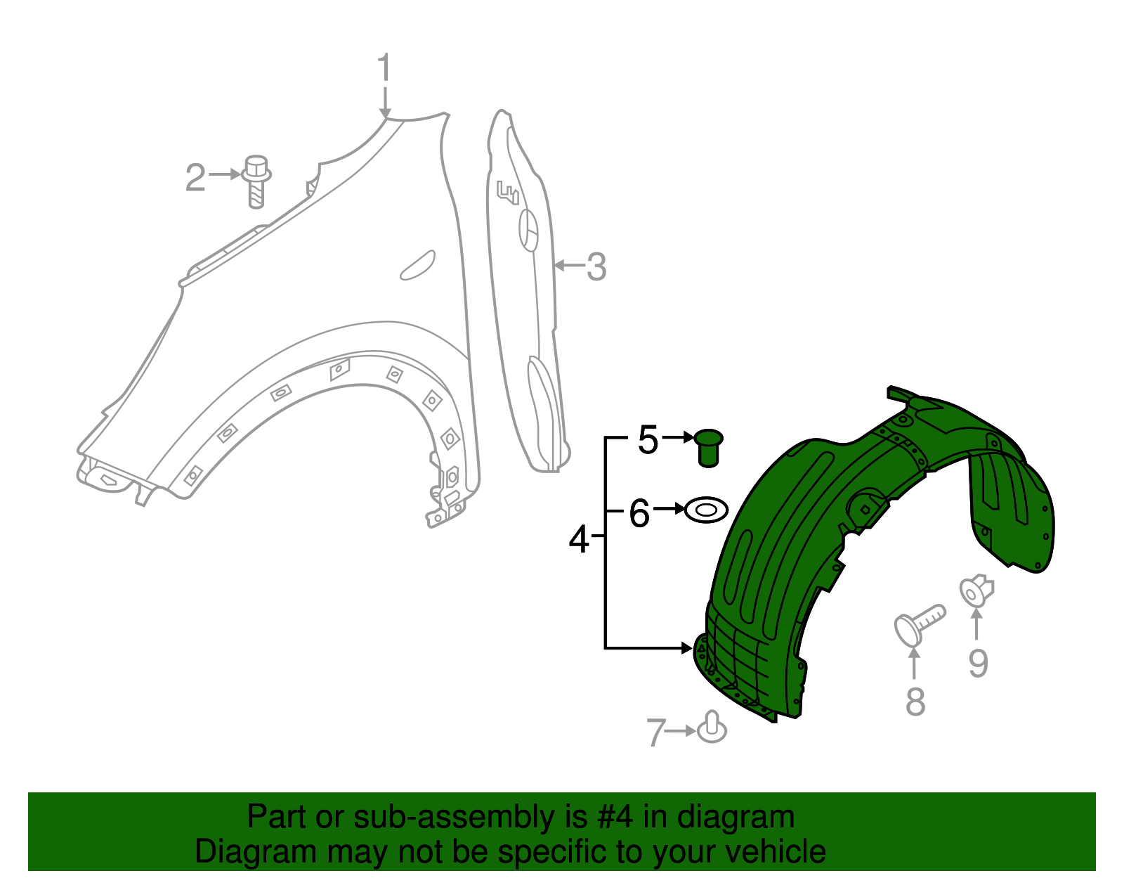 86812-G5000 - Fender Liner 2017-2019 Kia Niro | Kia.Parts Store