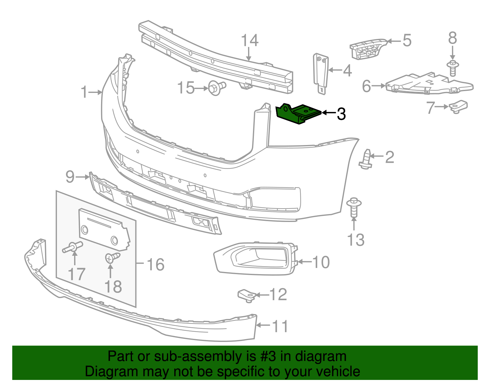 2015-2020 GM Front Driver Side Bumper Lower Fascia Bracket 23101445 GM ...