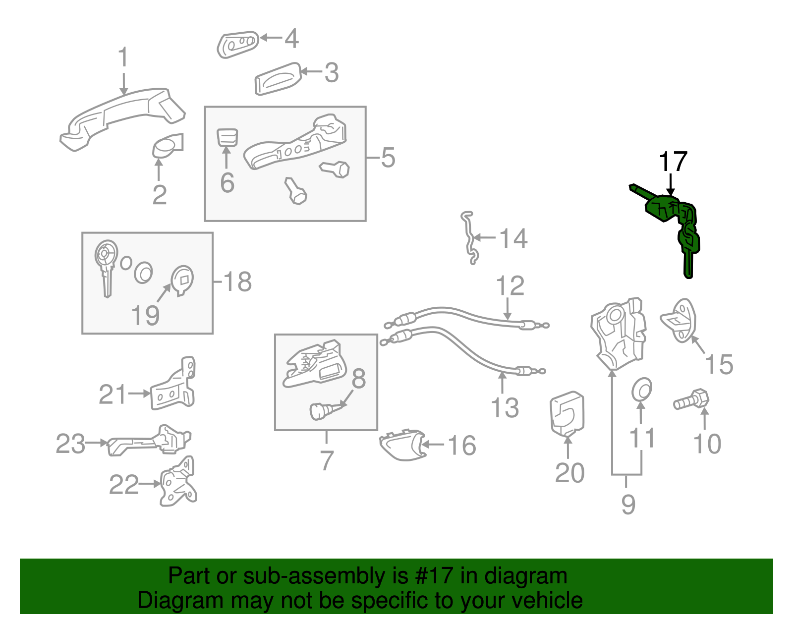 2012-2015 Scion iQ Door Lock Cylinder 69052-74020 | Toyota Parts Center