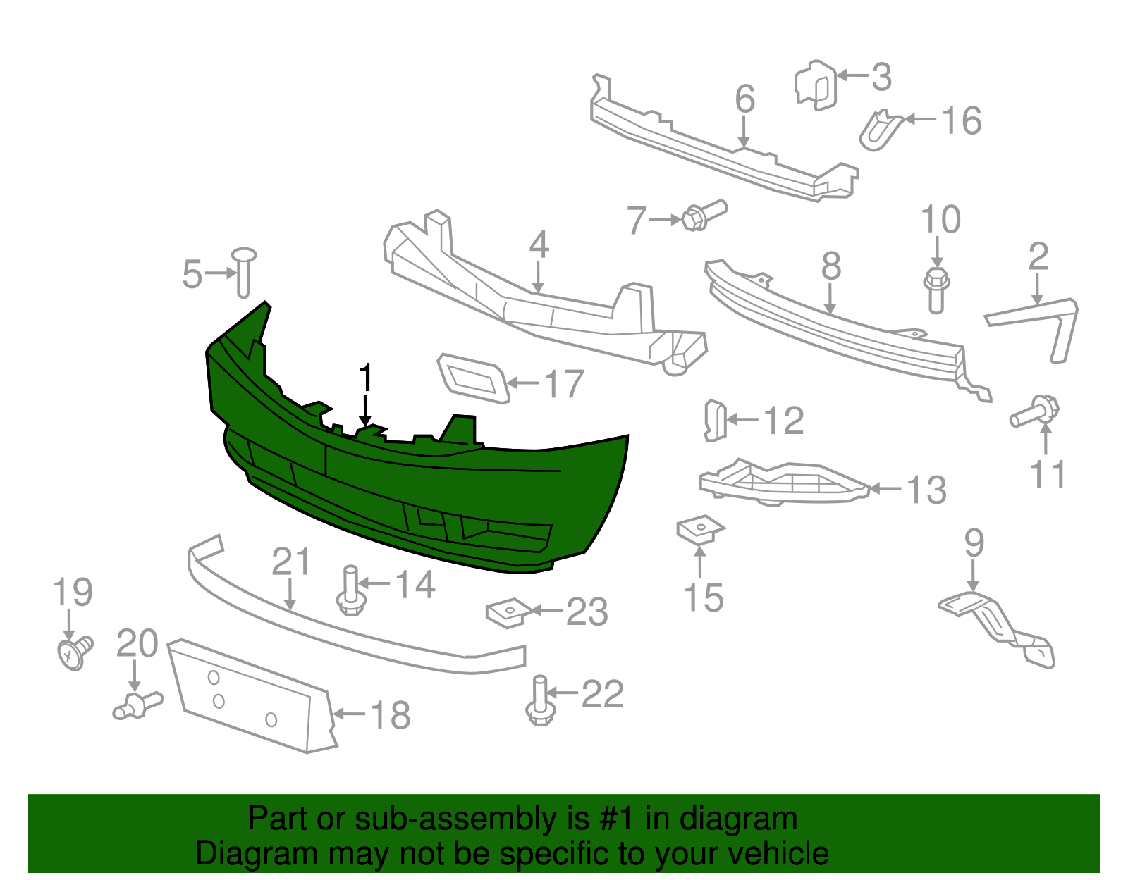 2007-2014 Cadillac Front Bumper Cover 25814554 GM | GMPartsDirect.com