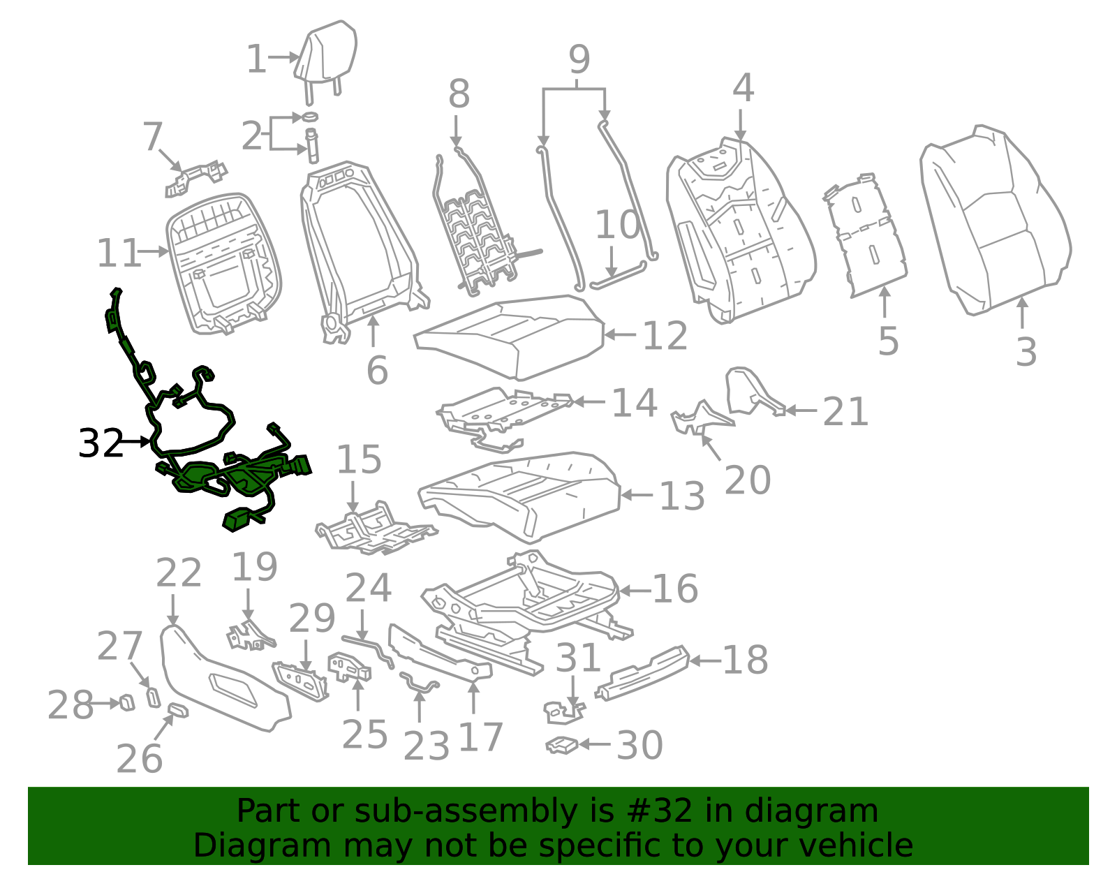 84457447 - Front Passenger Side Seat Wiring Harness 2019-2022 Cadillac ...