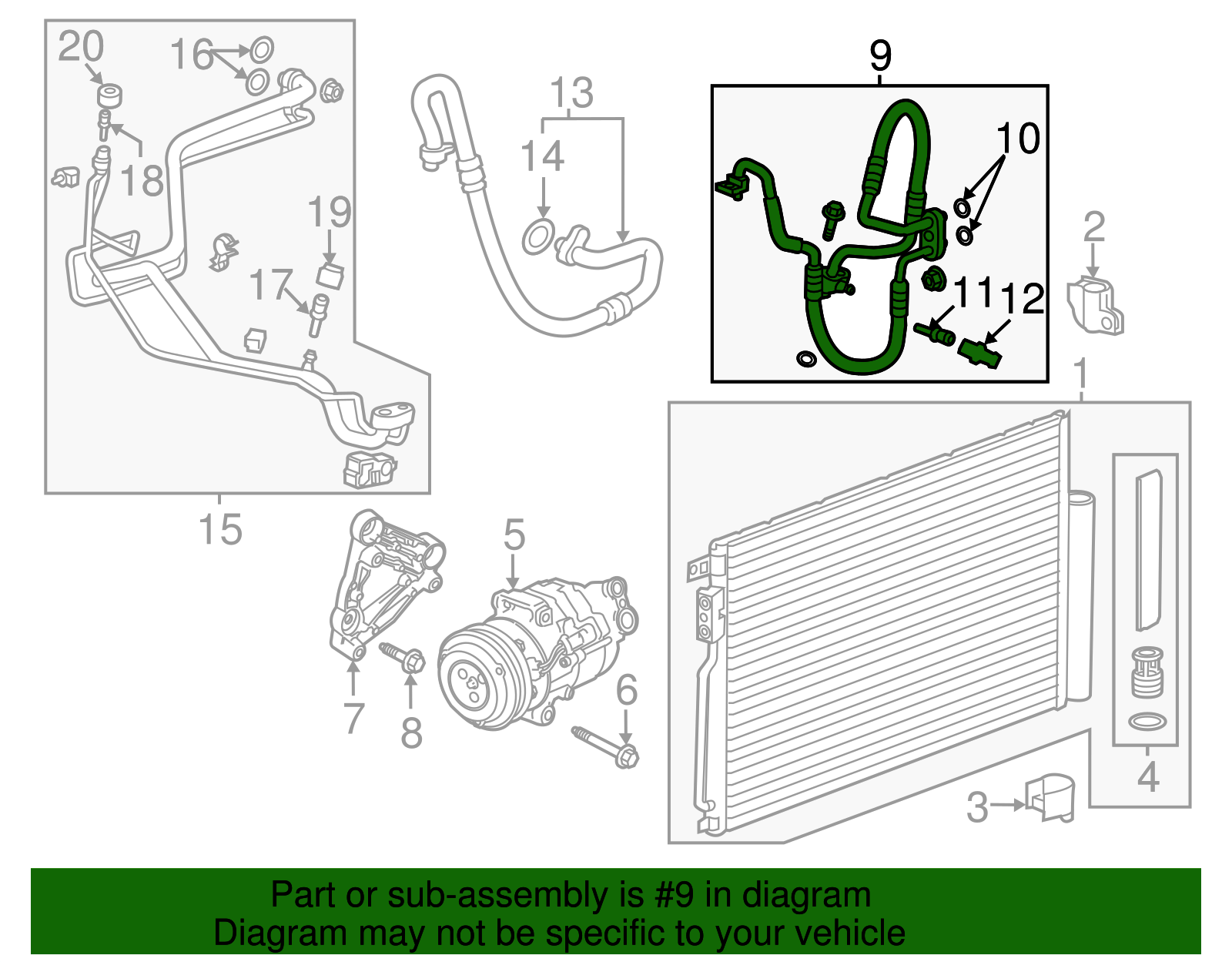 2013-2021 GM Air Conditioning Condenser Hose Assembly 42588258 GM ...