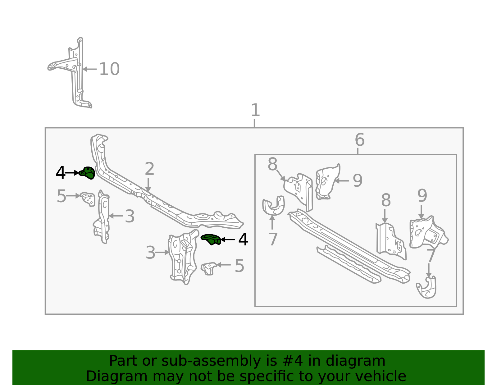 2003-2008 Toyota Corolla Radiator Support Side Panel Bracket 52142 ...