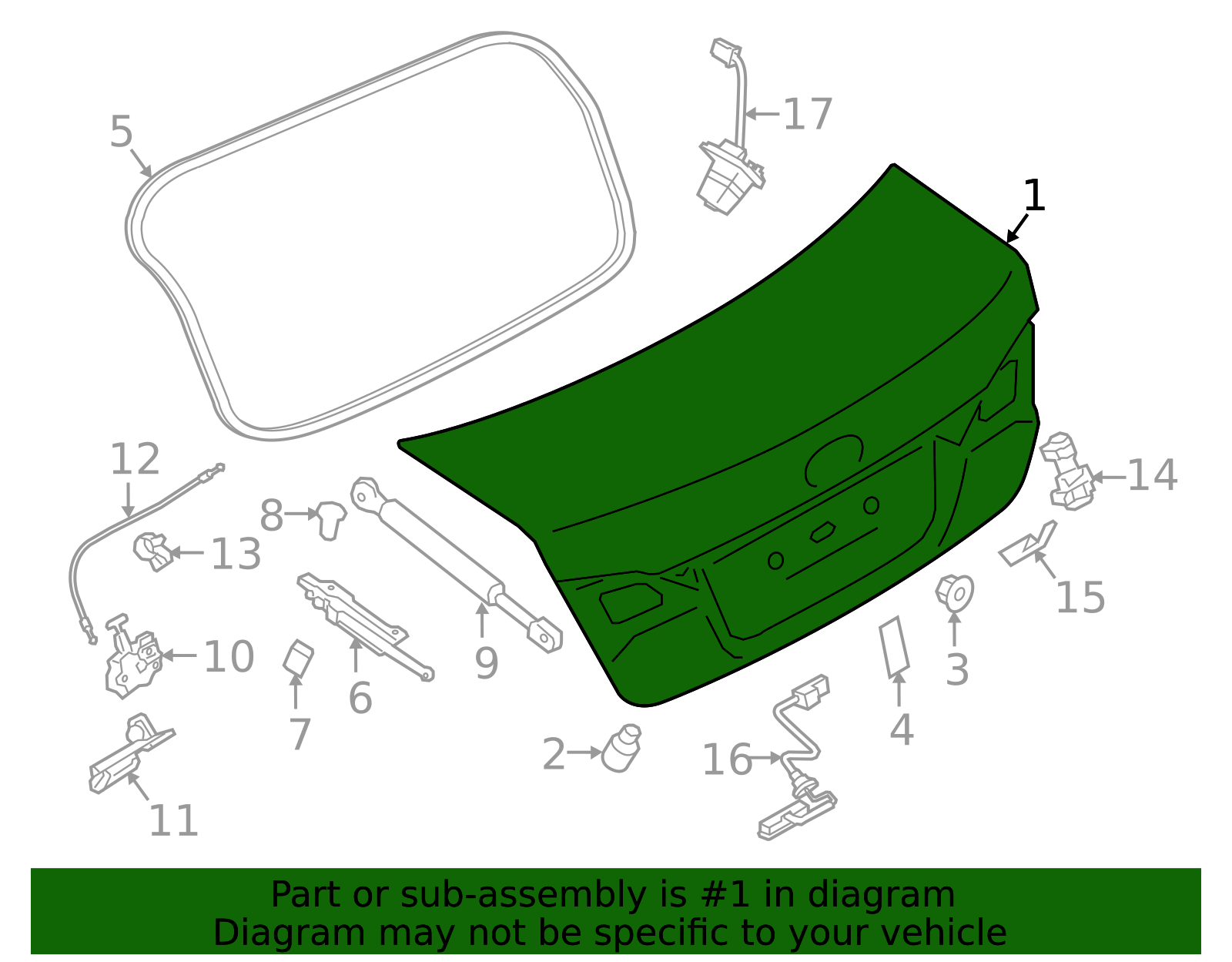 2015-2019 Subaru Legacy | Trunk Lid | 57509AL00A9P | World OEM Parts Subaru