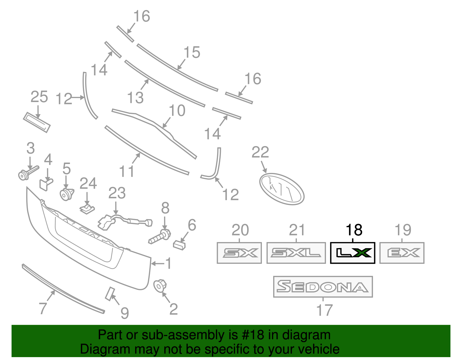 86315-A9000 - Nameplate 2015-2021 Kia Sedona | Kia.Parts Store