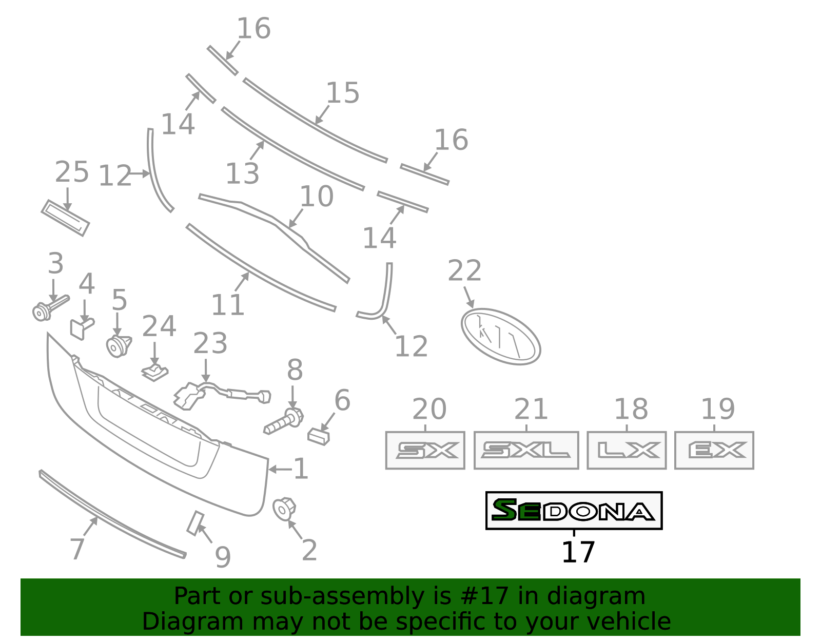 2015-2021 Kia Sedona OEM NEW 15-2020 Kia Sedona Chrome Emblem Nameplate ...