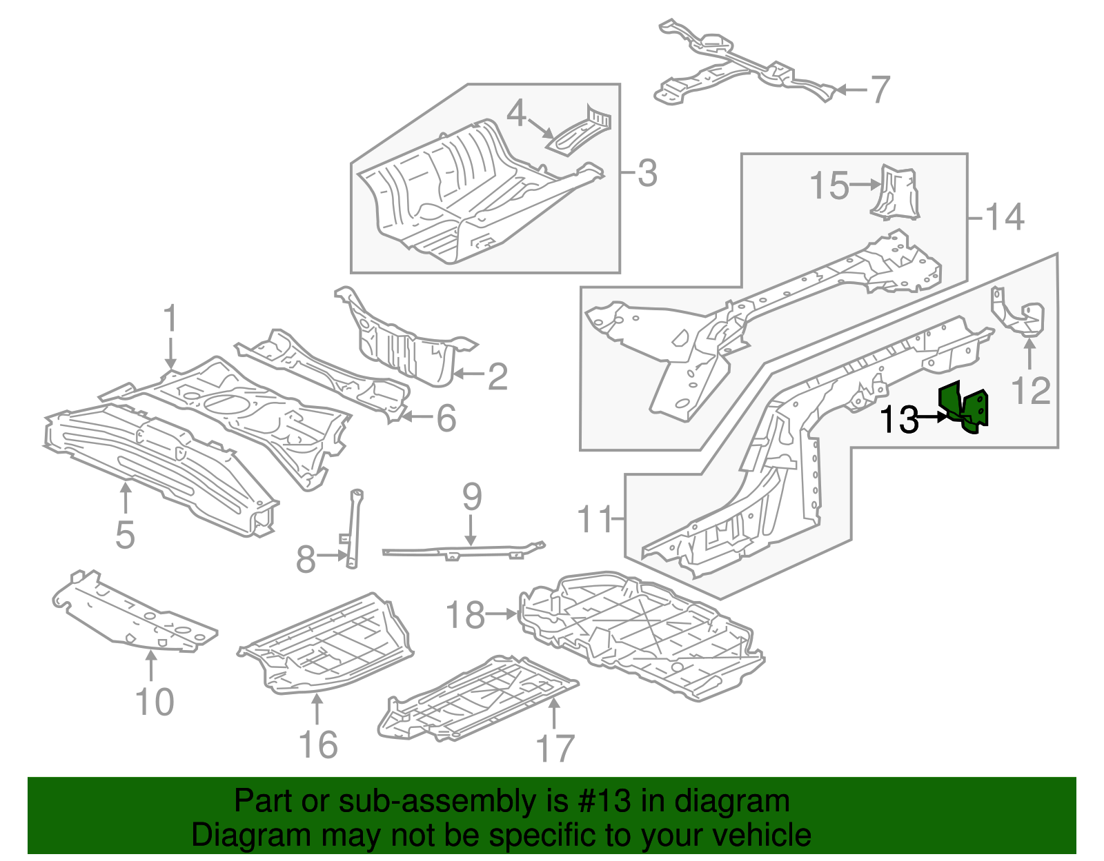 65625-SZT-A00ZZ - 2011-2016 Honda CR-Z - Gusset B R Rear Frame | Honda ...