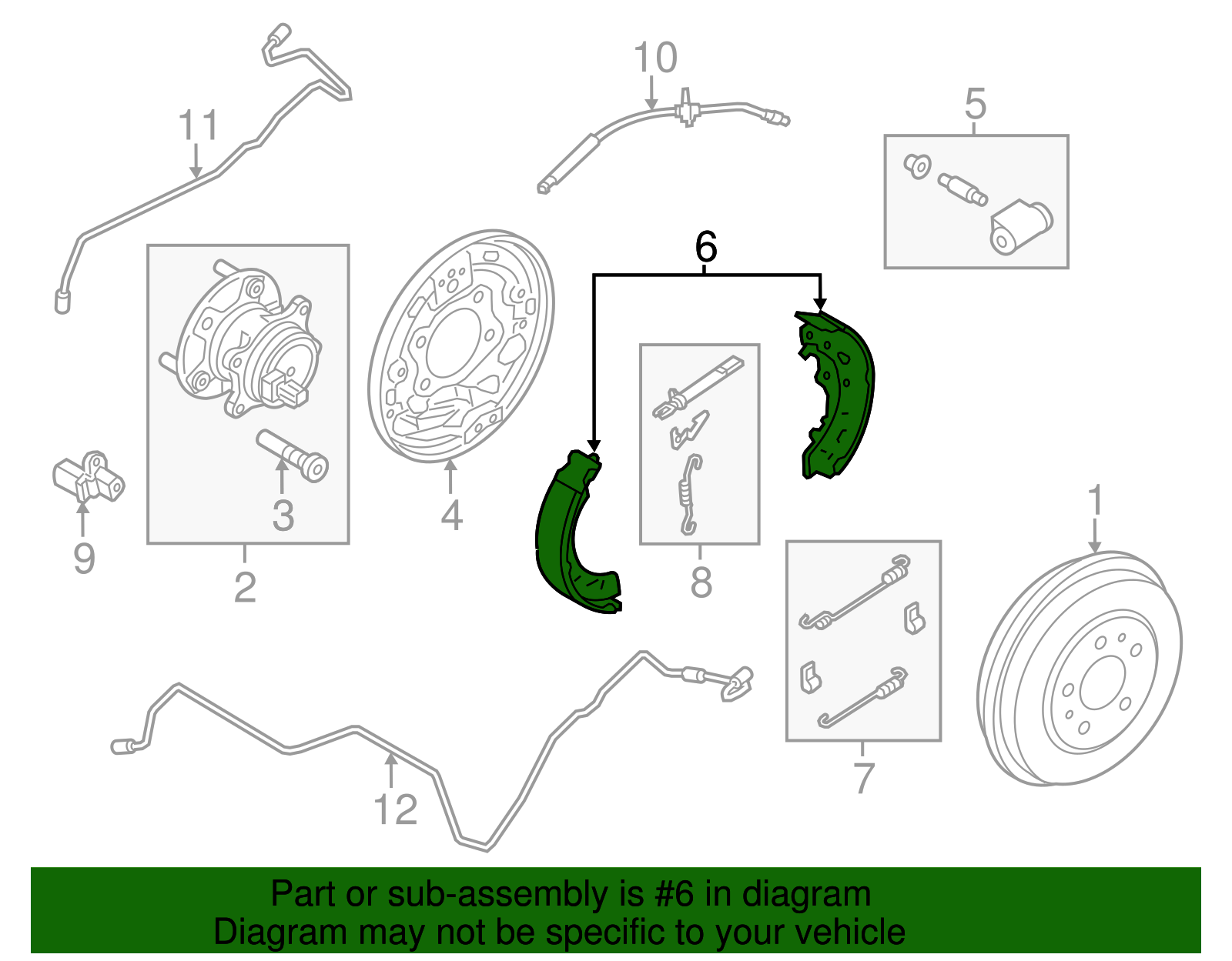 2012-2018 Ford Focus | Brake Shoes | BV6Z-2200-A | Walls' Ford Parts