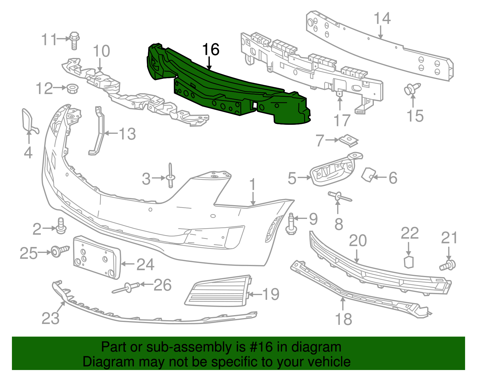2015-2019 Cadillac ATS Front Bumper Fascia Energy Absorber 22879654 ...