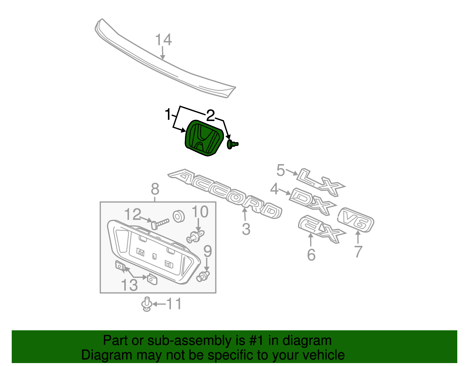 75701-SDA-000 - 2003-2005 Honda Accord - Emblem Rear (H) | Honda Car ...