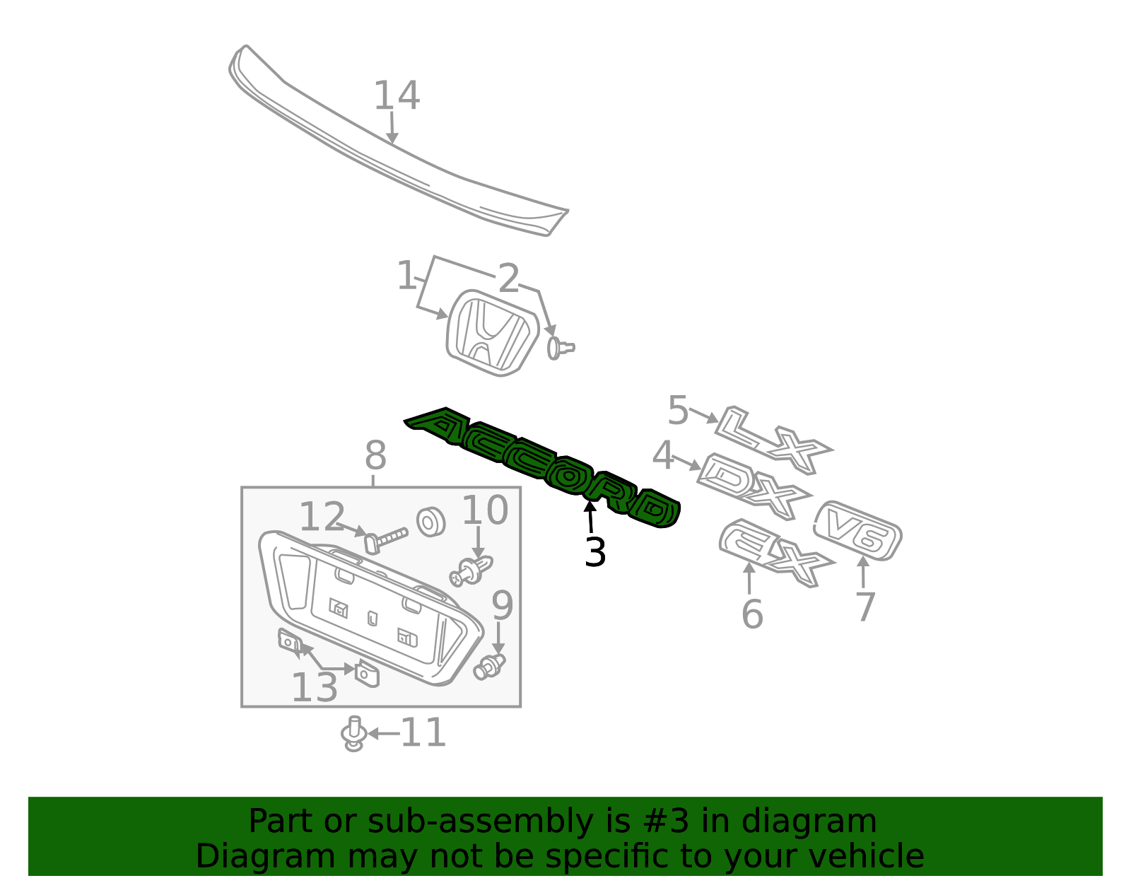 2003-2005 Honda Accord Deck Lid Emblem 75722-SDA-A00 | Clark Knapp Honda