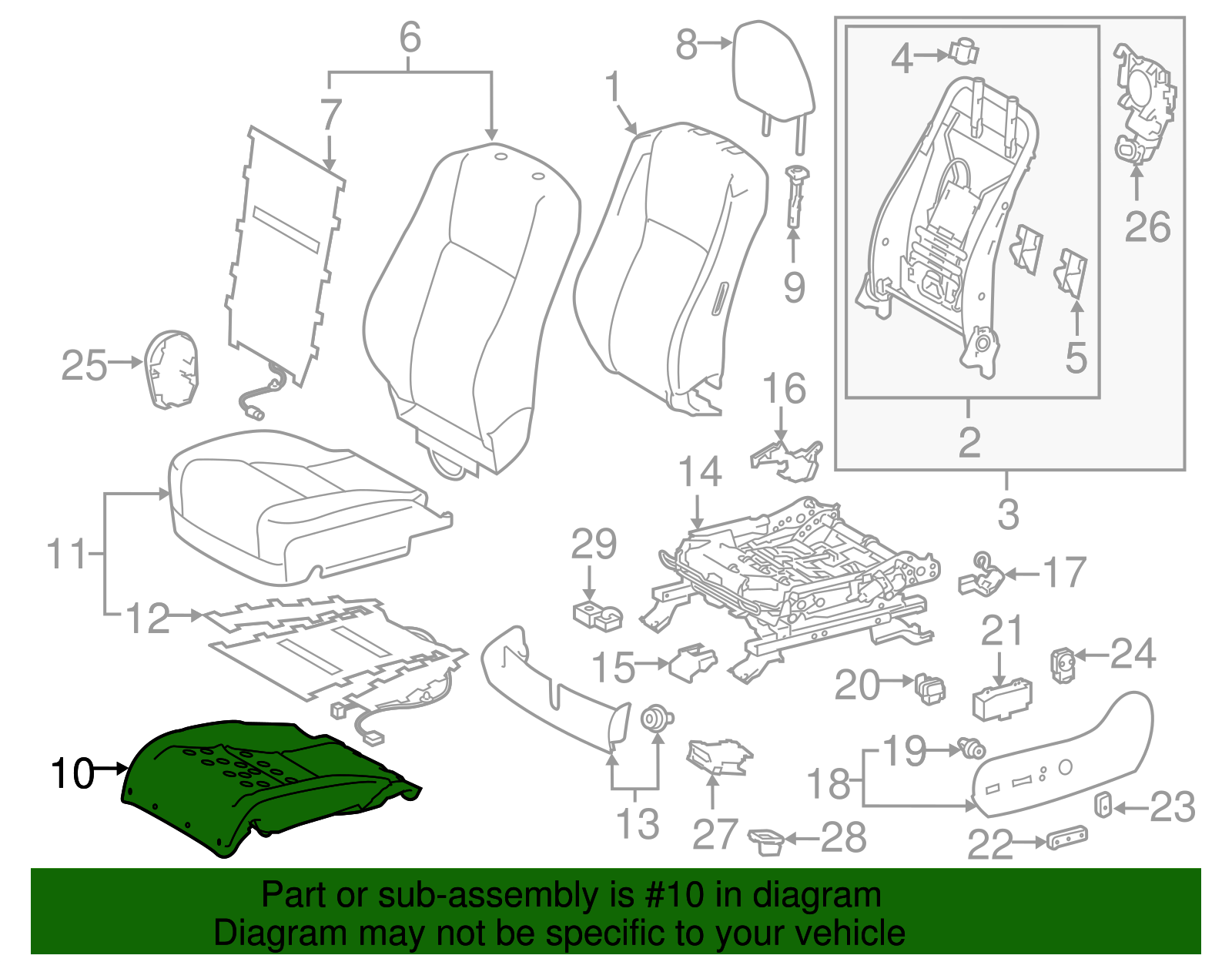 2014-2019 Toyota Highlander Seat Cushion Pad 71502-0E040 | Toyota Parts ...
