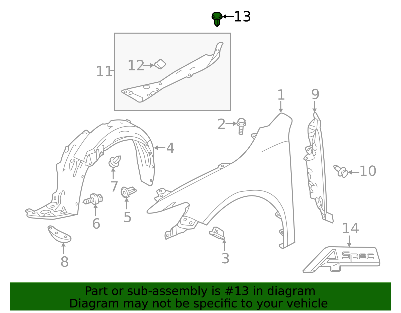 91501-TR0-003 - Wheelhouse Liner Clip 2013-2025 Acura | Curry Acura Parts