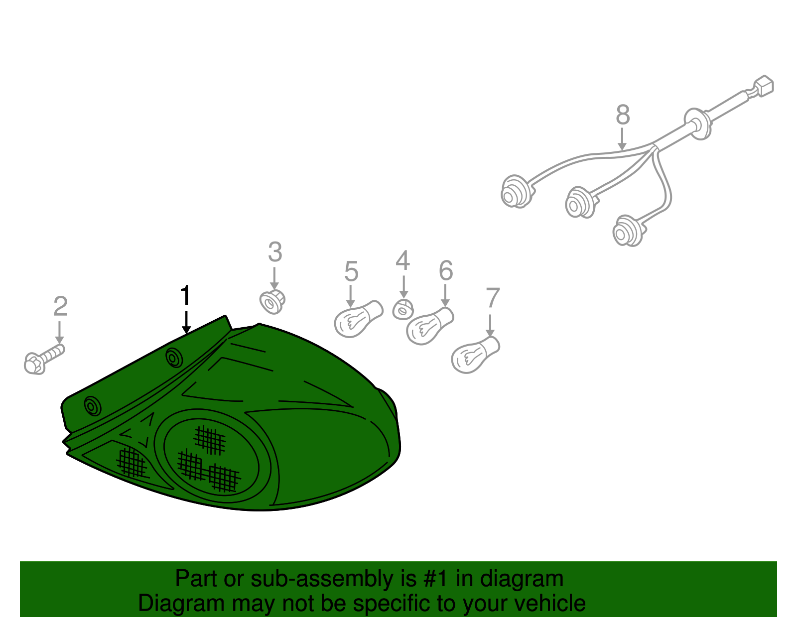 2002-2004 Kia Spectra Tail Lamp Assembly - Driver's Side (LH) 0K2NA ...