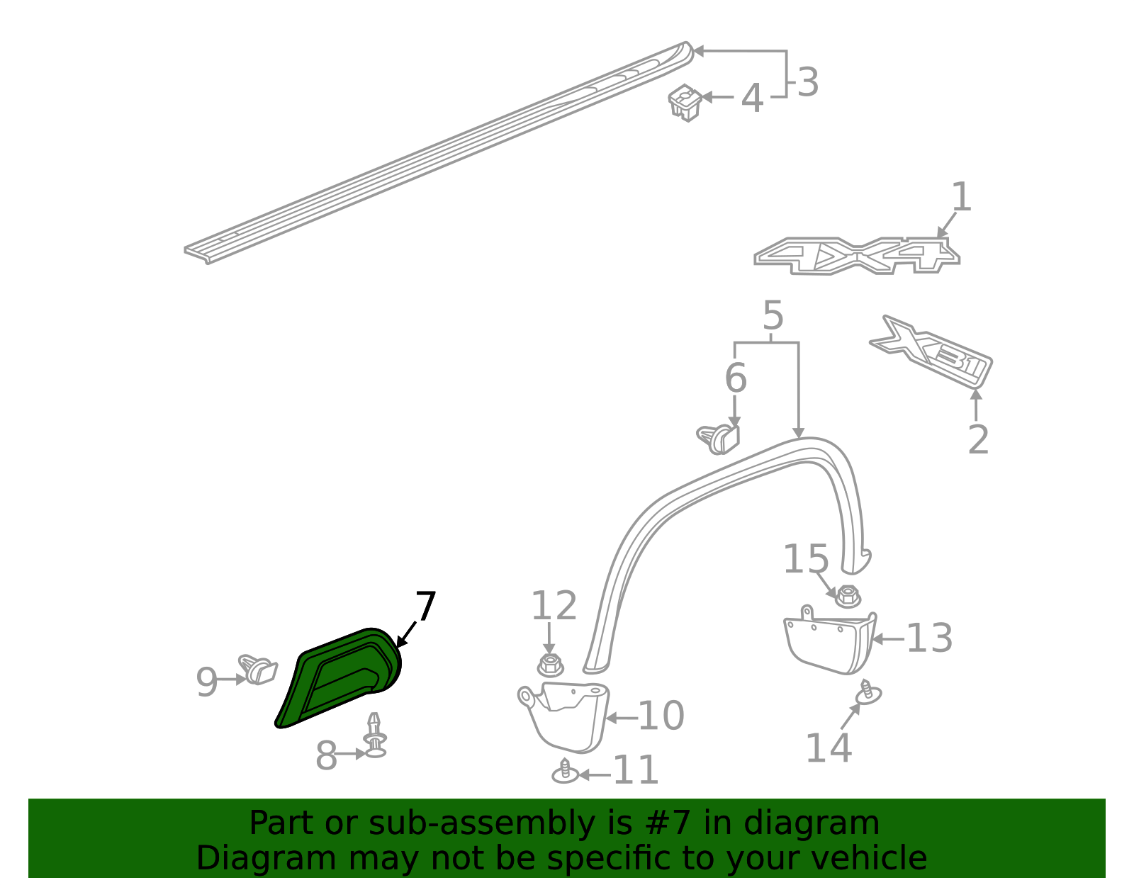 2020-2025 GM Black Driver Side Pickup Box Outer Side Panel Front Step ...