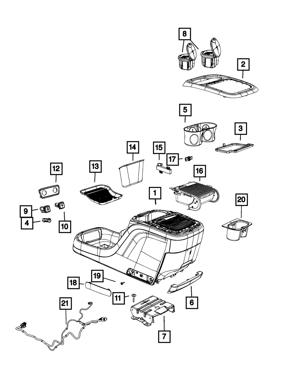 2019-2020 Chrysler Floor Console 6zc531d2aa | TascaParts.com
