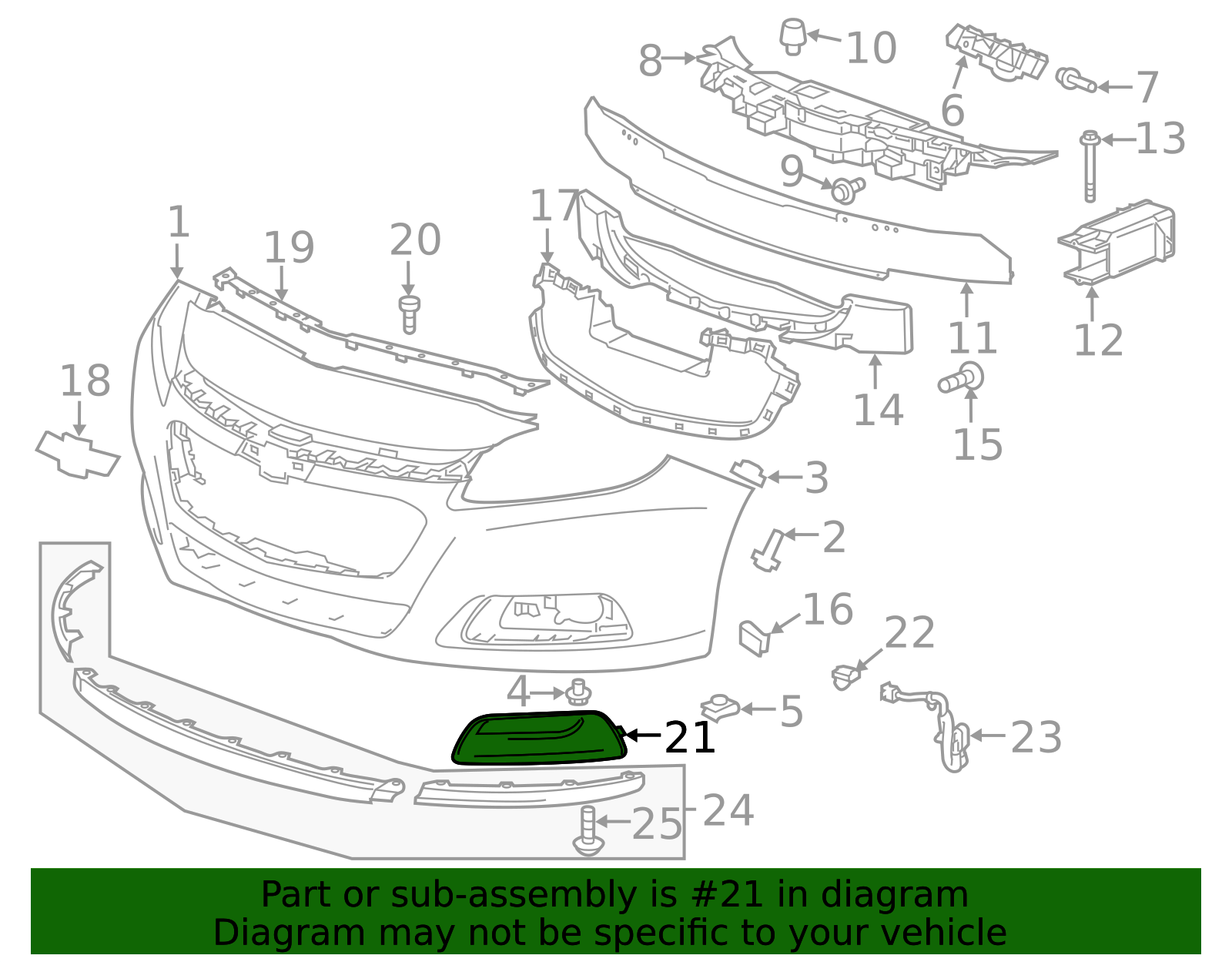 2013-2016 Chevrolet Front Passenger Side Lower Outer Grille 20768846 GM ...