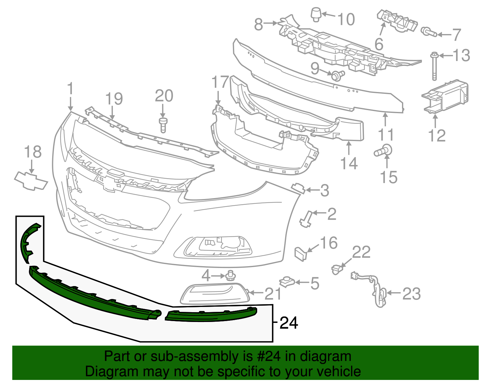 2013-2016 Chevrolet Front Bumper Fascia Lower Air Deflector 22842404 ...