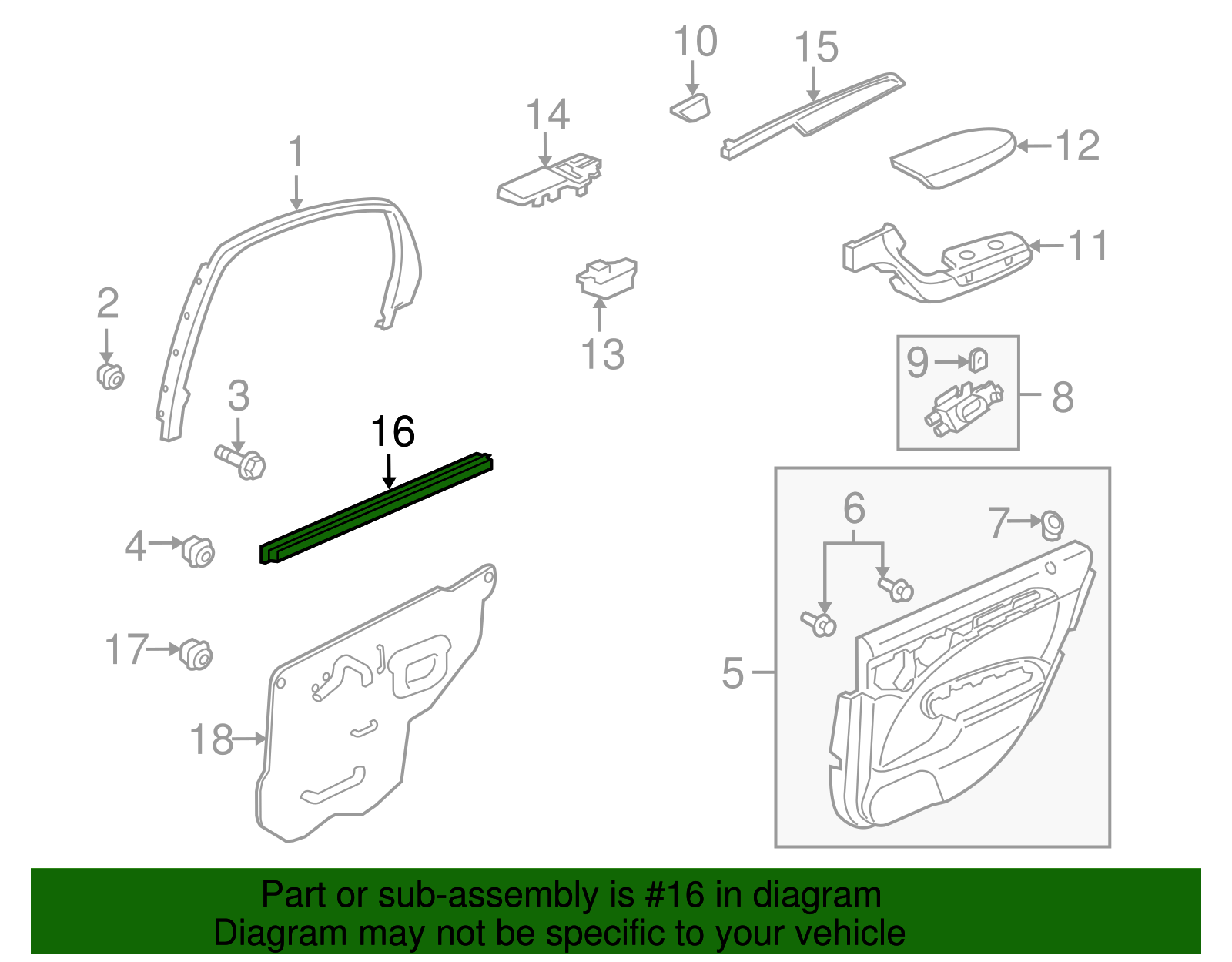 72950-SEP-A01ZA - 2004-2008 Acura TL - Molding Assembly, L Rear Door ...