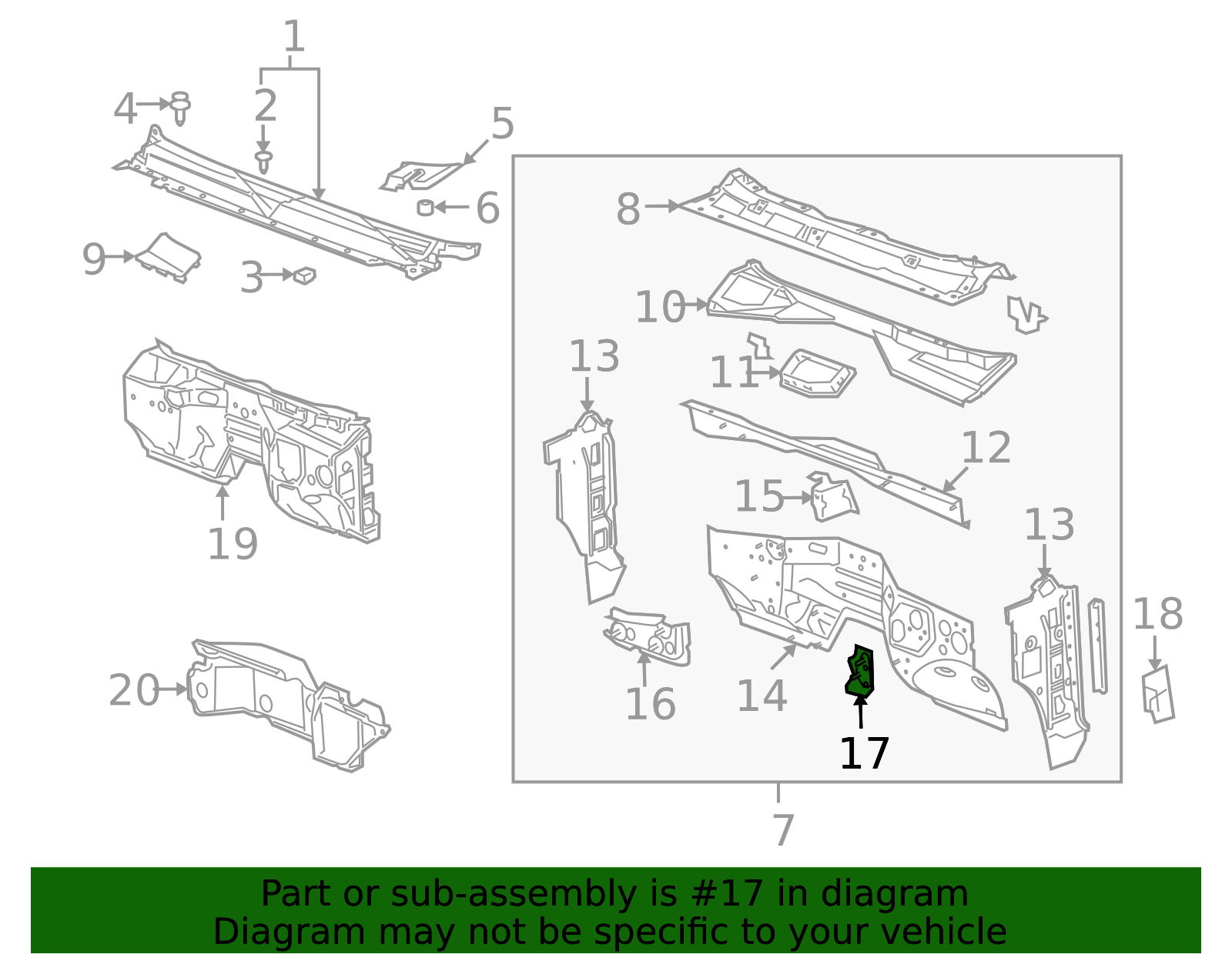 2007-2020 GM Front Wheelhouse Panel Upper Bracket 15862261 | Courtesy Parts