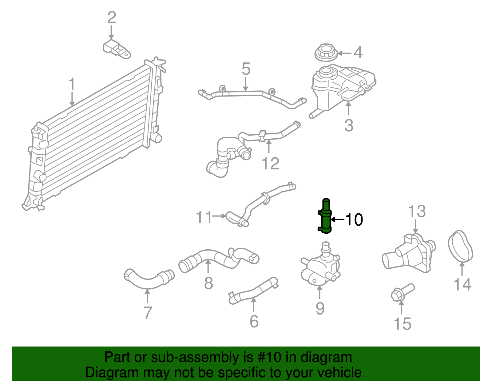 2010-2012 Ford | Lower Hose | 9E5Z-8286-F | Walls' Ford Parts