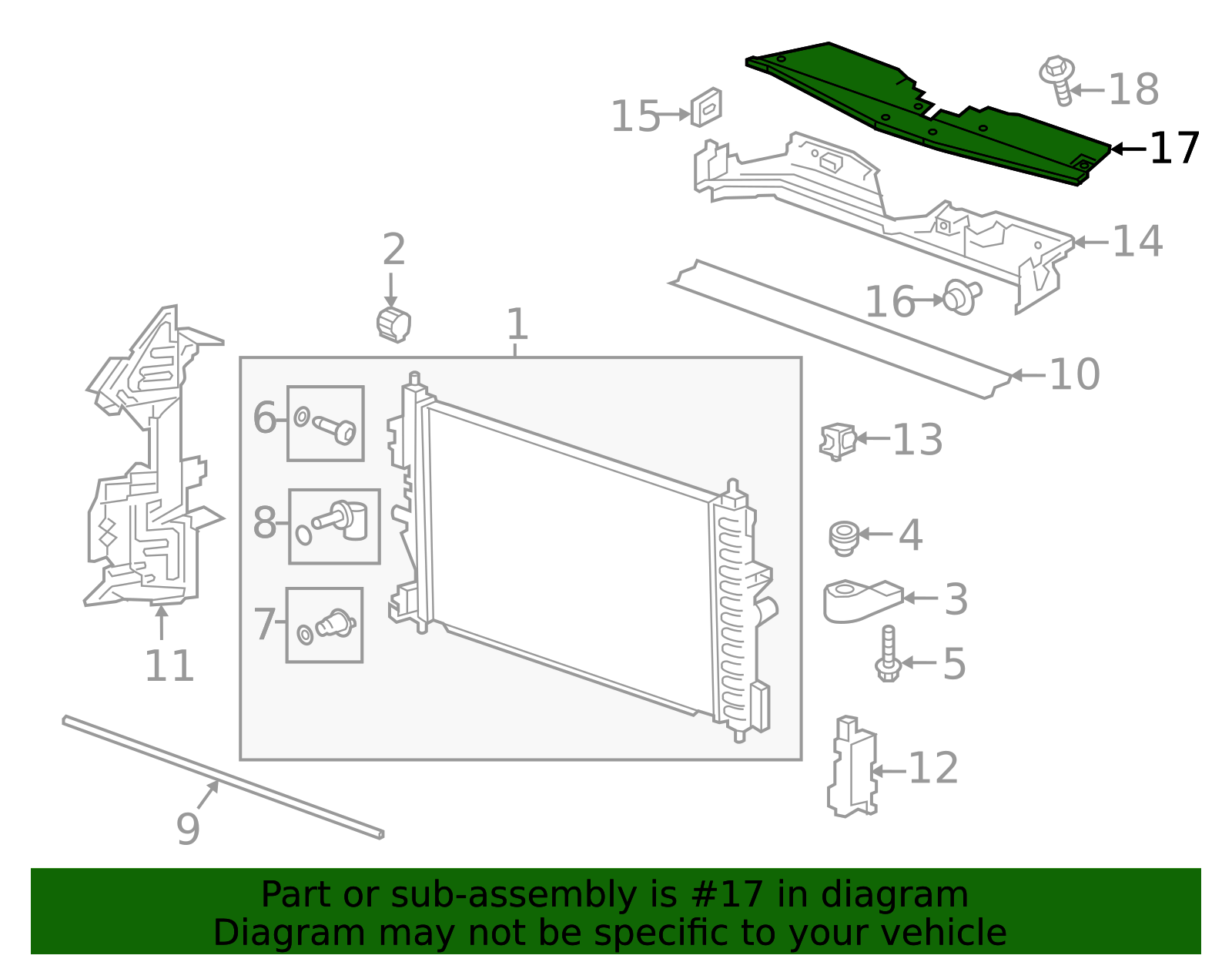 2016-2019 Chevrolet Cruze Radiator Air Upper Deflector 39026959 ...