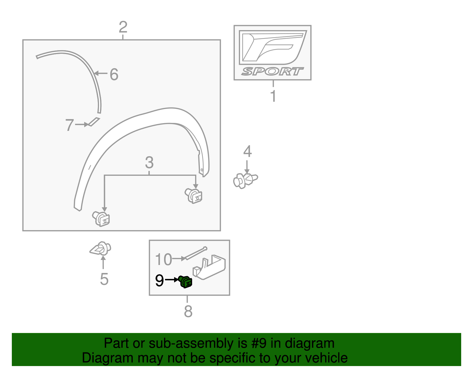 2015-2025 Lexus Wheel Opening Molding Clip 90467-08224 | OEM Parts Online