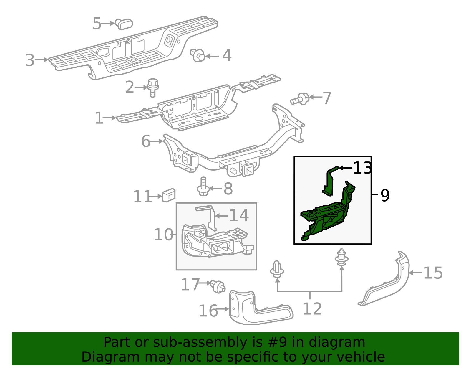 52153-04010 - Bumper Cover Support Rail (Right, Rear) 2016-2023 Toyota ...