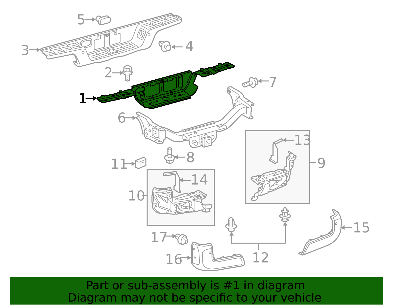52159-04030 - 2016-2023 Toyota Tacoma - Bumper Cover Support Rail (Rear ...