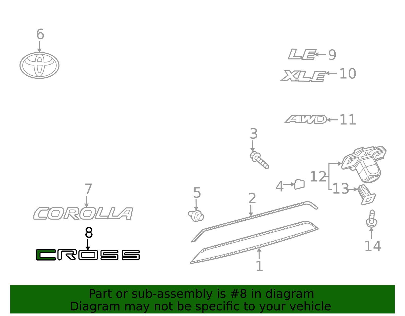 2022-2024 Toyota Corolla Cross - Nameplate 75445-0A020 | Sparks Parts
