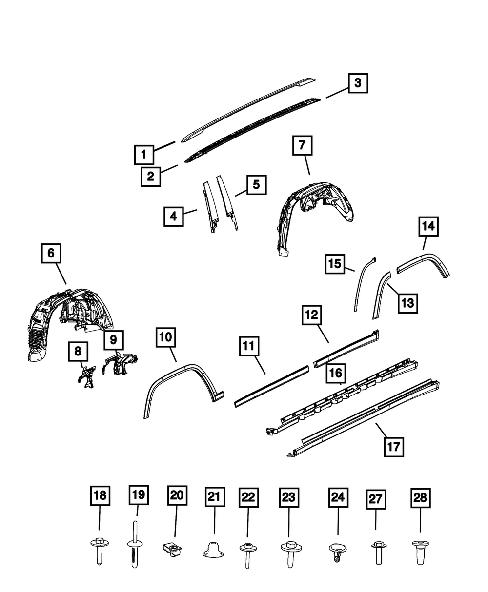 2025 Jeep Grand Cherokee Front Door Molding, Right 7YK80TZZAA | Miracle ...