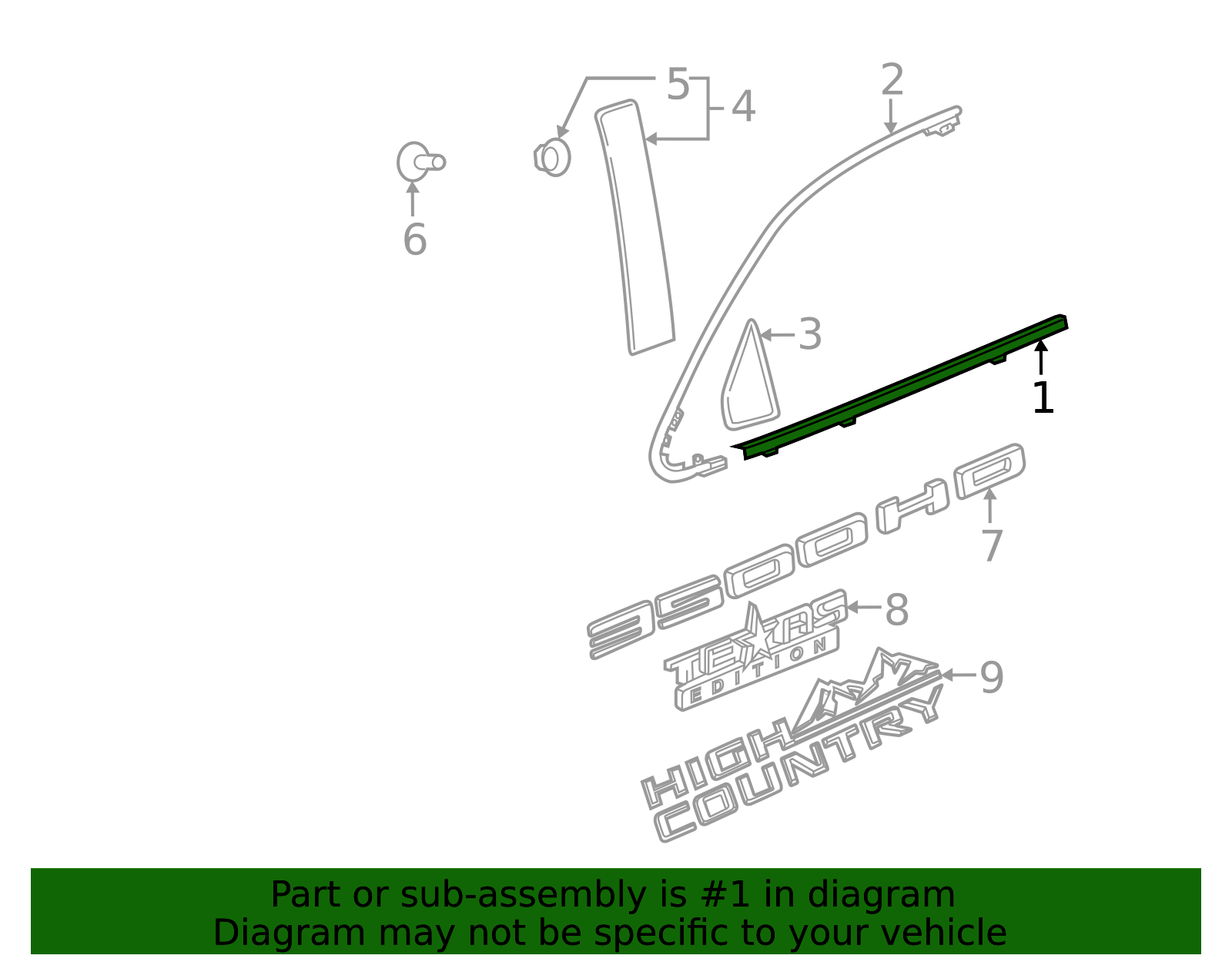 2020-2025 GM Front Passenger Side Door Window Belt Reveal Molding ...